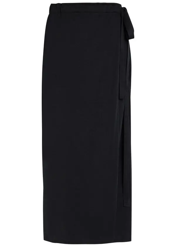TOTEME Cotton And Silk-blend Midi Wrap Skirt - Black