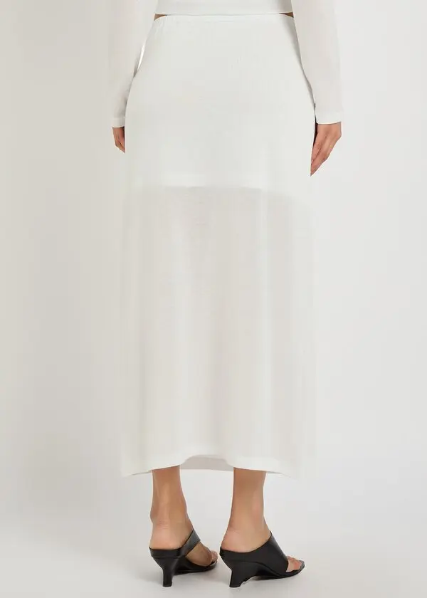 AKYN Sheer Fine-knit Midi Skirt