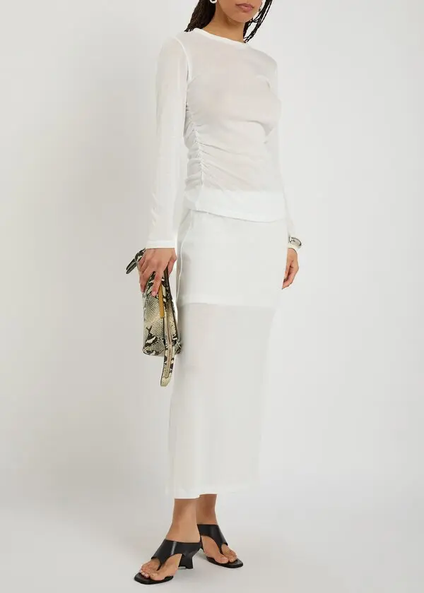 AKYN Sheer Fine-knit Midi Skirt
