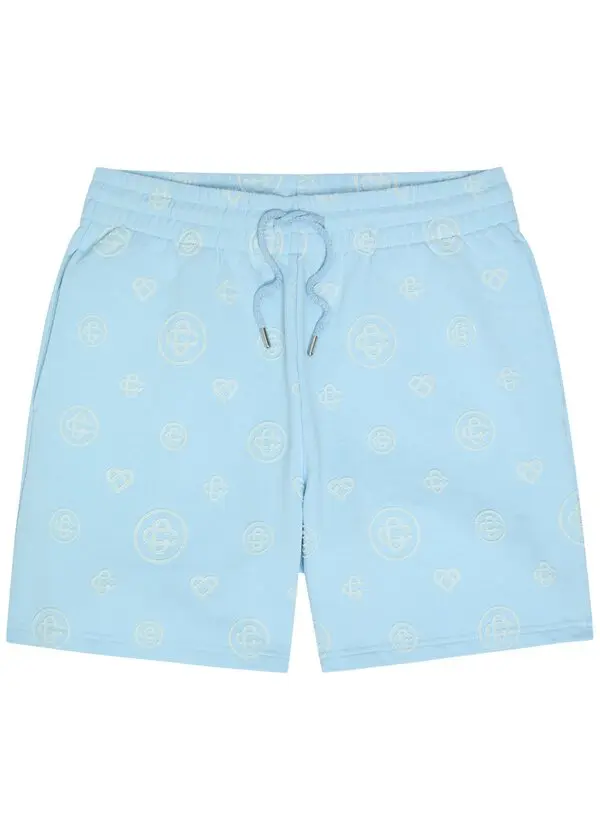 Casablanca Logo-monogrammed Cotton Shorts - Light Blue