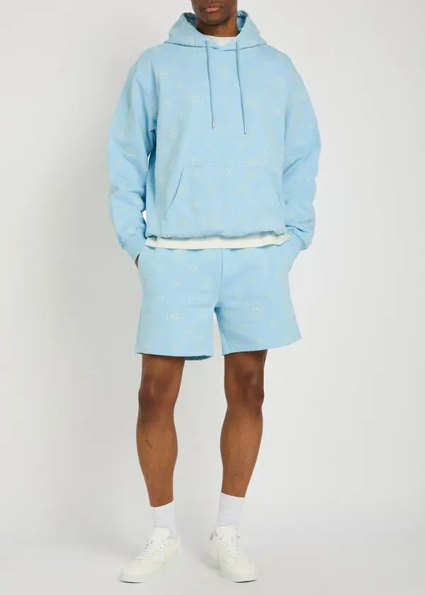 Casablanca Logo-monogrammed Cotton Shorts - Light Blue