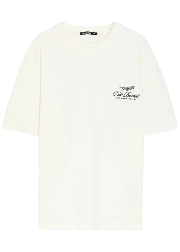 COLE BUXTON International Logo-embroidery Cotton T-shirt - White
