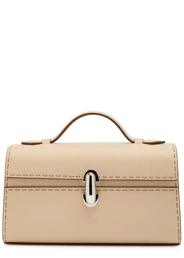 Savette Symmetry Grained Leather Pochette - Beige