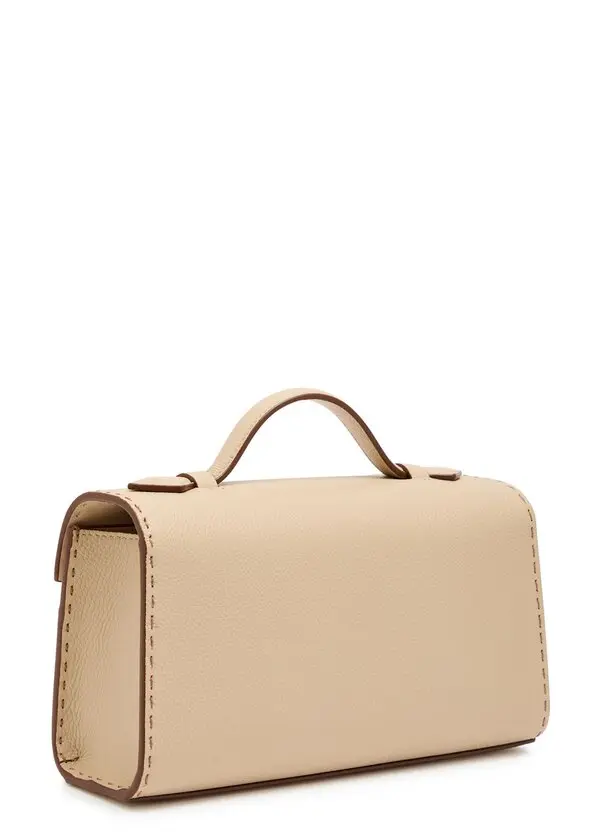 Savette Symmetry Grained Leather Pochette - Beige