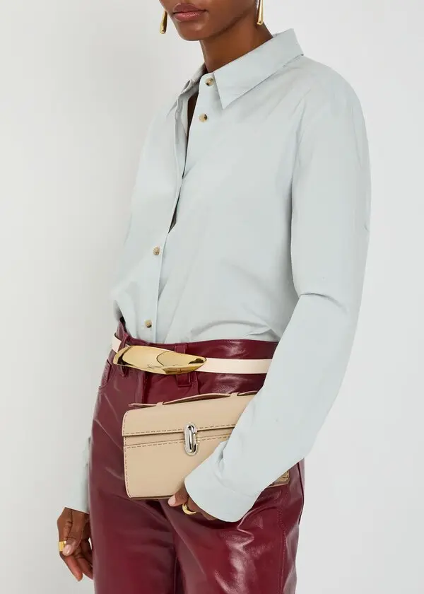 Savette Symmetry Grained Leather Pochette - Beige