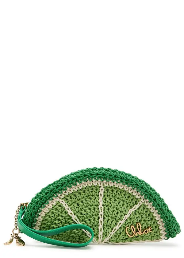 Chloé Braided Waxed Cord Clutch - Green