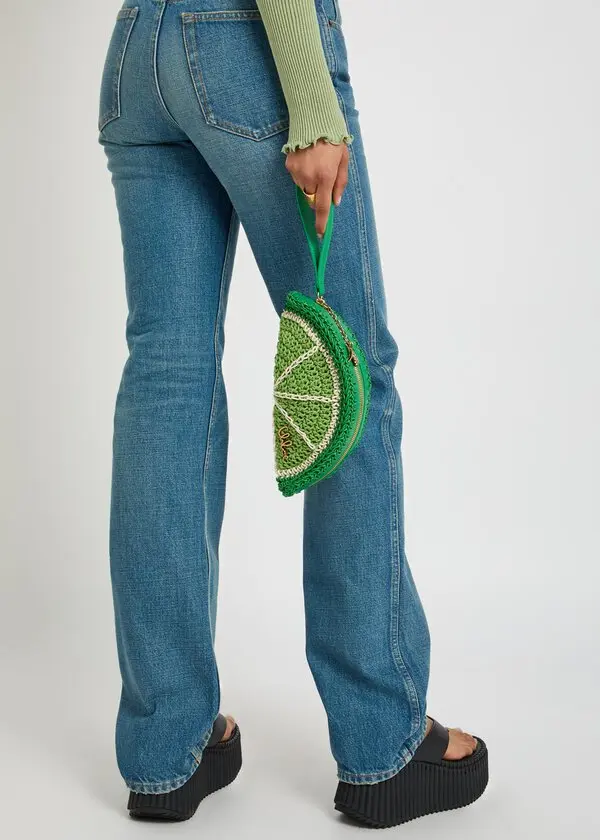 Chloé Braided Waxed Cord Clutch - Green
