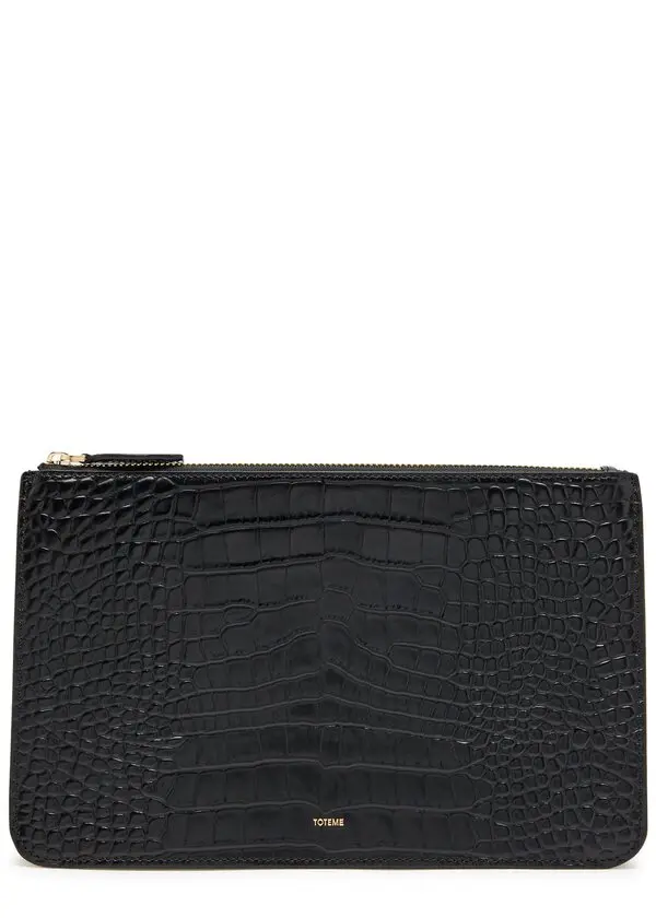 TOTEME Crocodile-embossed Leather Clutch - Black