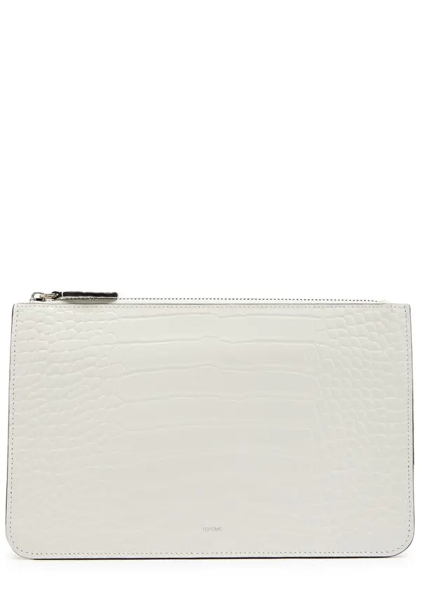 TOTEME Crocodile-embossed Leather Clutch - White