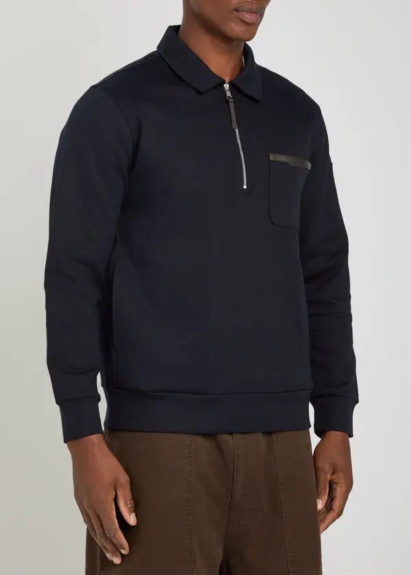 Moncler Cotton-blend Sweatshirt With Patch Pocket - Navy