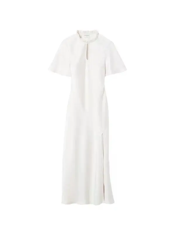Claudie Pierlot Ruffled Keyhole Midi Dress - White