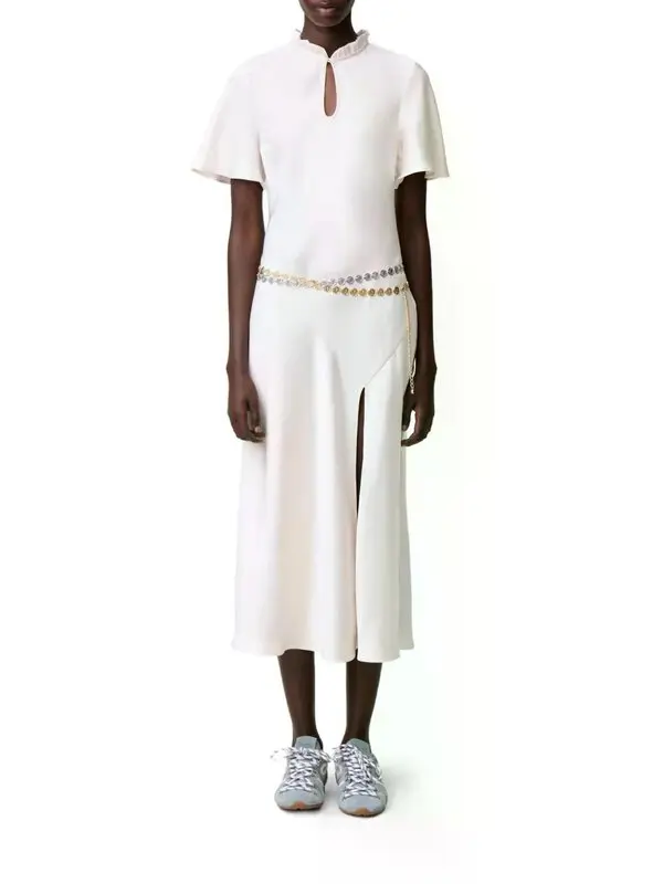 Claudie Pierlot Ruffled Keyhole Midi Dress - White