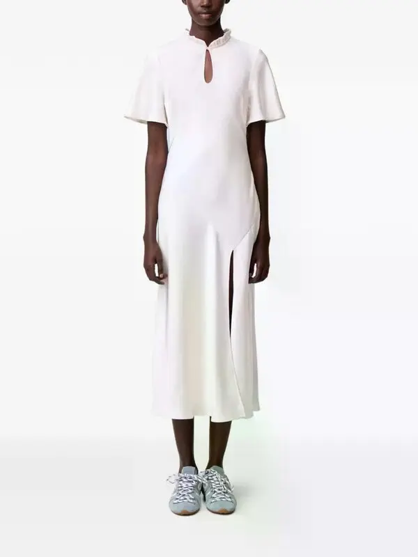 Claudie Pierlot Ruffled Keyhole Midi Dress - White