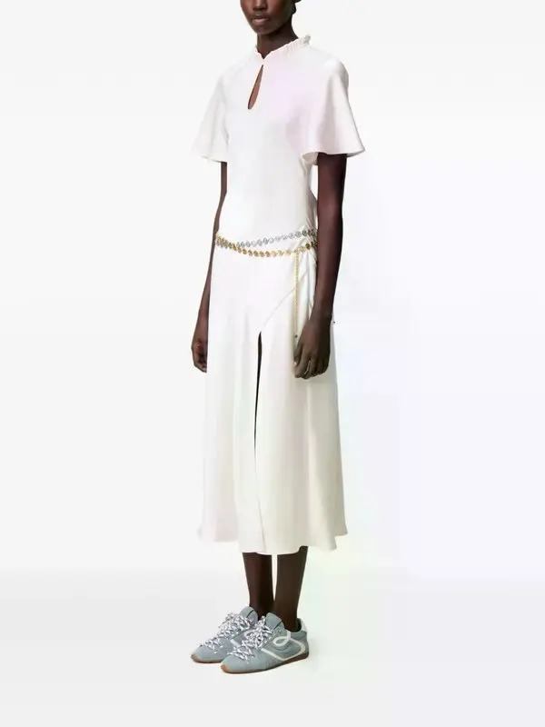 Claudie Pierlot Ruffled Keyhole Midi Dress - White
