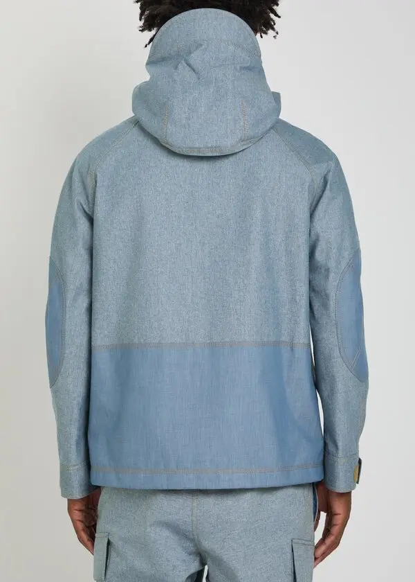 Moncler Waterproof Hooded Denim Field Jacket - Light Blue