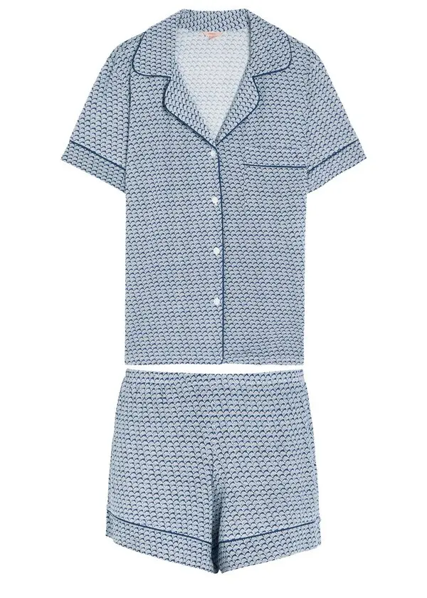 Eberjey Gisele Printed Jersey Pyjama Set - Navy