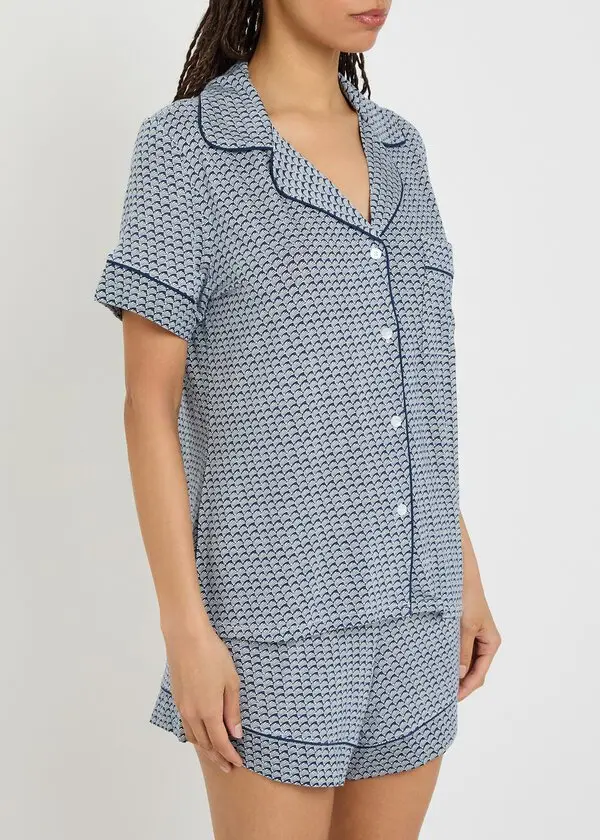 Eberjey Gisele Printed Jersey Pyjama Set - Navy