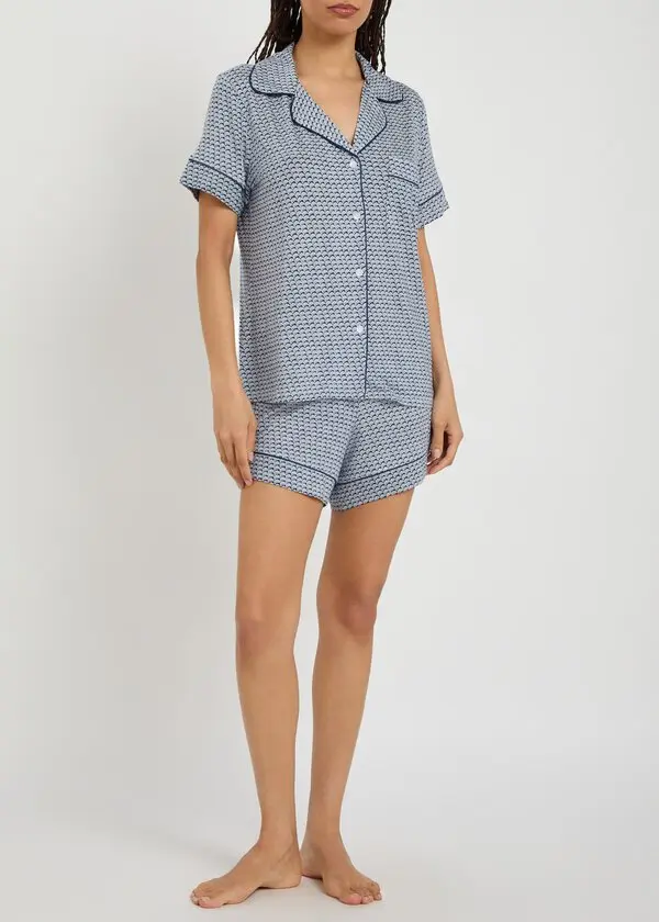 Eberjey Gisele Printed Jersey Pyjama Set - Navy