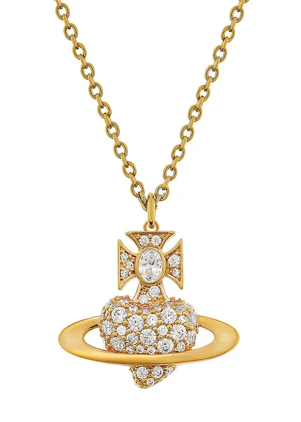 VIVIENNE WESTWOOD Agnatha Bas Relief Pavé Pendant Necklace - Gold