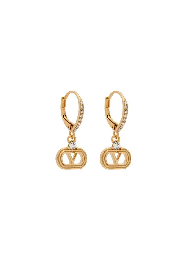 Valentino Garavani Ovalette Vlogo Hoop Earrings - Gold
