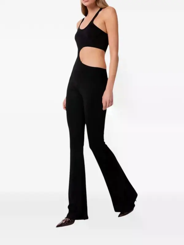 GAELLE Cut-out Flared Jumpsuit - Black
