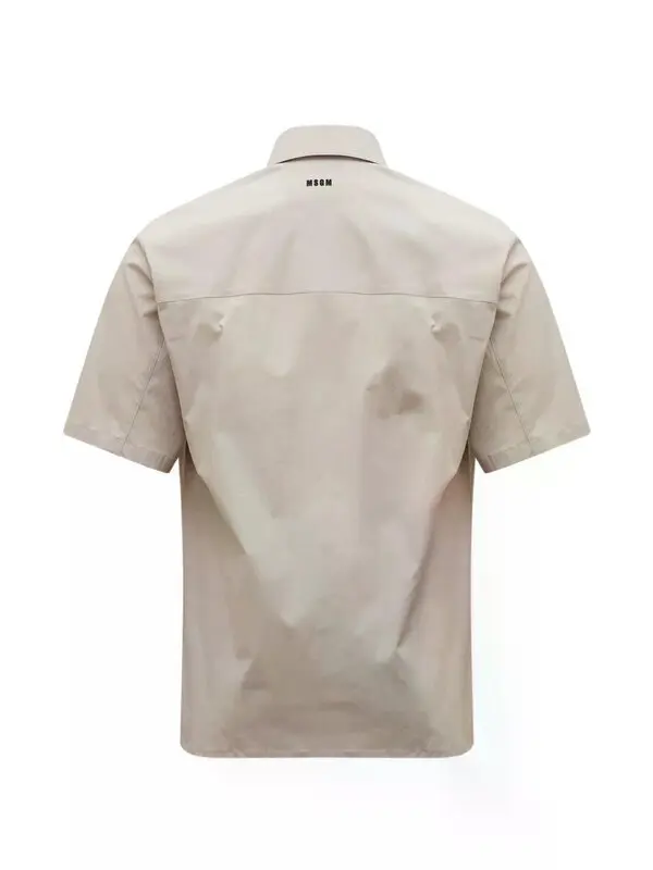 MSGM Zip-pocket Logo-print Cotton Shirt