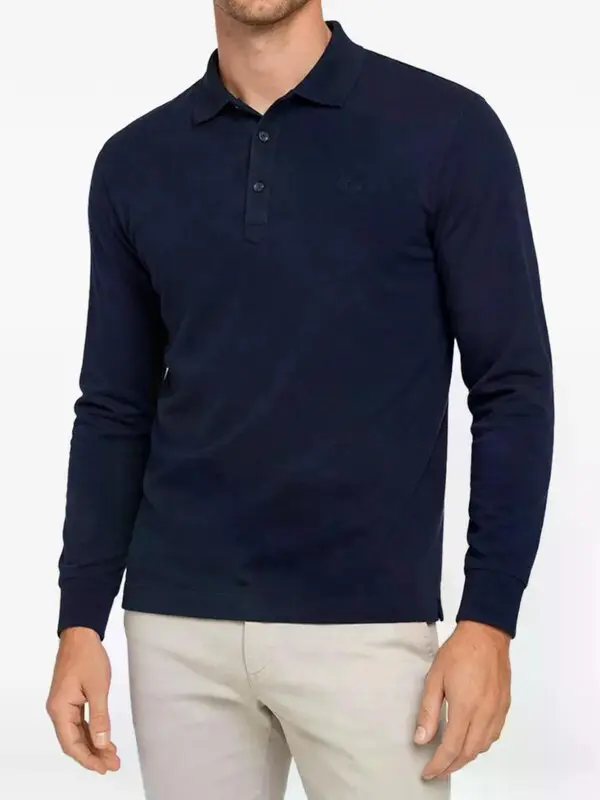 CANADIENS Long-sleeve Logo-embroidered Polo Shirt