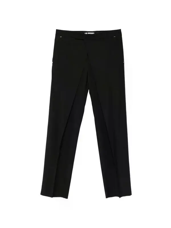 LES HOMMES Wrap-front Tailored Trousers - Black