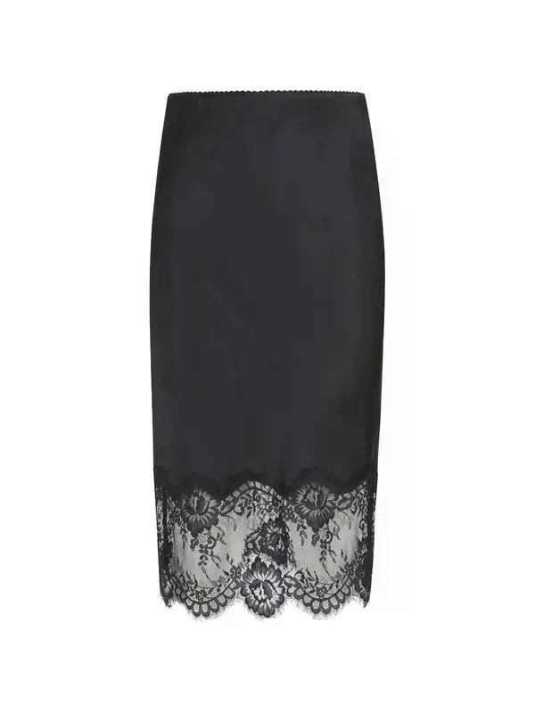 HERSKIND Lace-trim Midi Skirt - Black