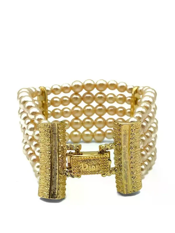 Dior 2000s Multi-row Pearl Bracelet - Gold
