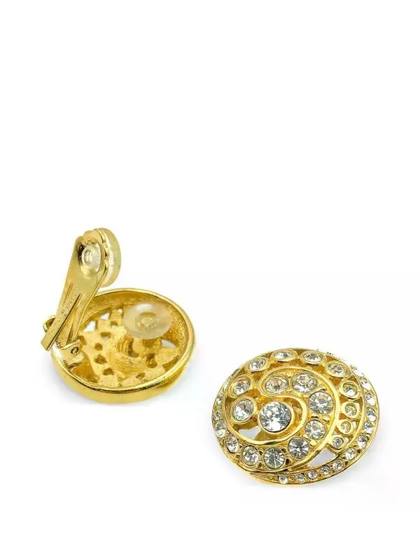 Dior 1980s -tone Crystal Swirl Clip-on Earrings
