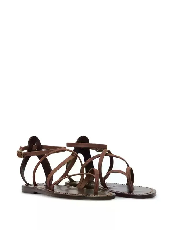 K.JACQUES Epicure Multi-strap Leather Flat Sandals - Brown