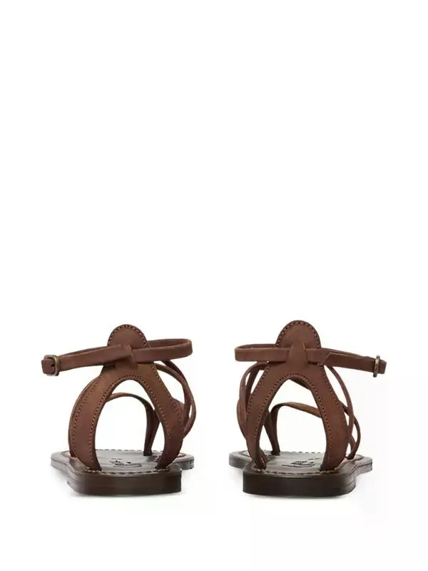 K.JACQUES Epicure Multi-strap Leather Flat Sandals - Brown