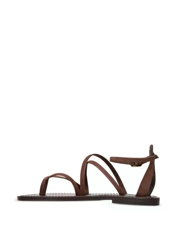 K.JACQUES Epicure Multi-strap Leather Flat Sandals - Brown