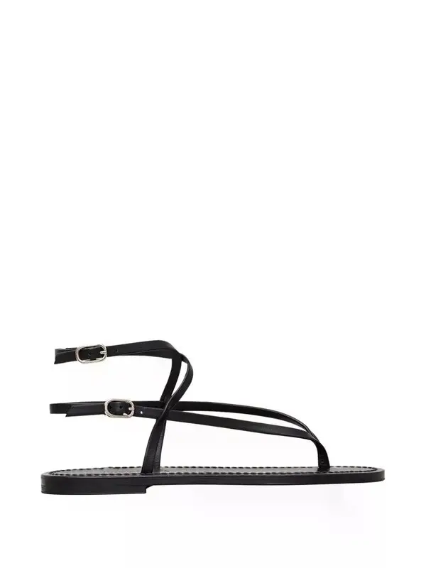 K.JACQUES Abako Crossover-strap Leather Flat Sandals - Black