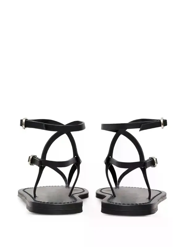 K.JACQUES Abako Crossover-strap Leather Flat Sandals - Black