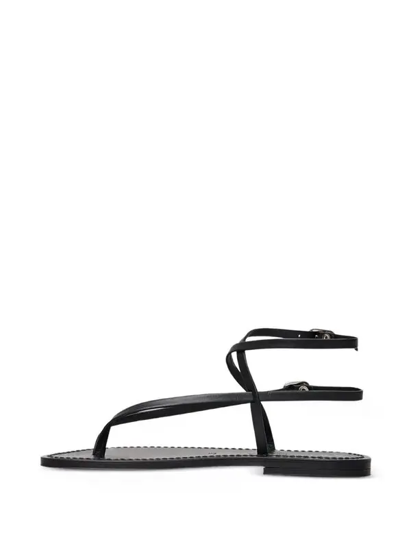 K.JACQUES Abako Crossover-strap Leather Flat Sandals - Black