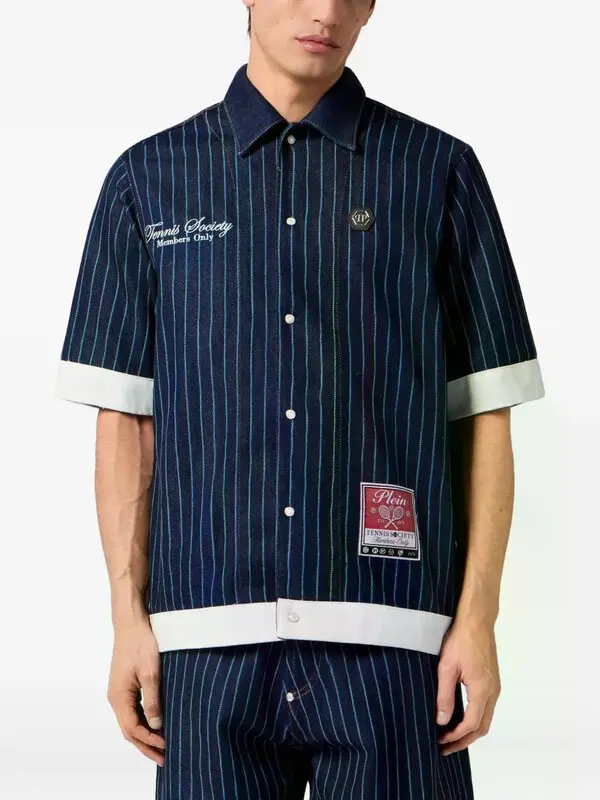 Philipp Plein Shortsleeve Denim Overshirt Tennis