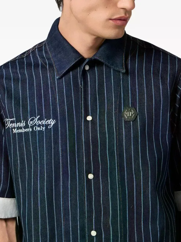 Philipp Plein Shortsleeve Denim Overshirt Tennis