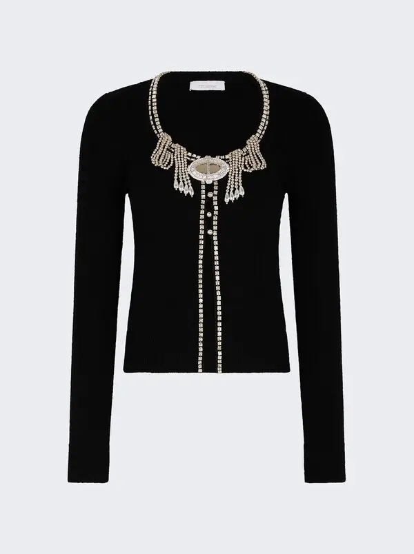 Rabanne Embroidered Knit Cardigan - Black