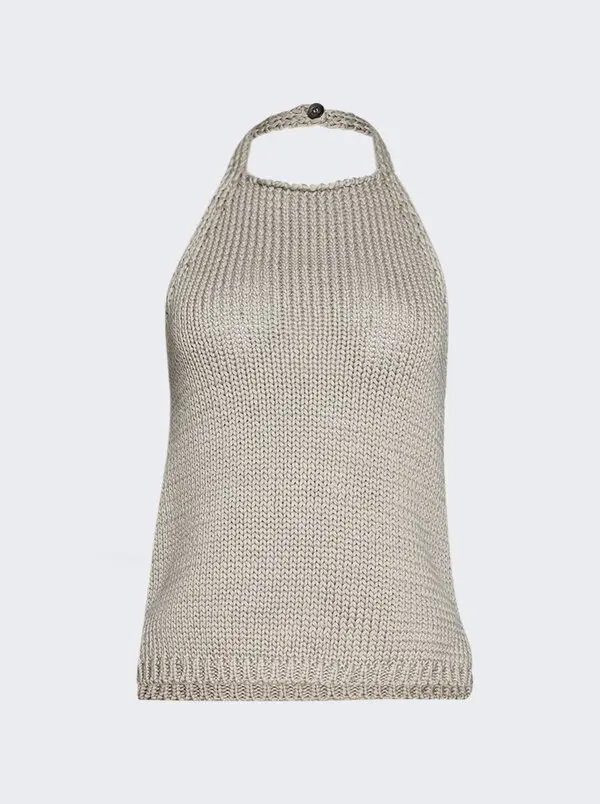 RÓHE Chunky Knit Halter Top - Beige