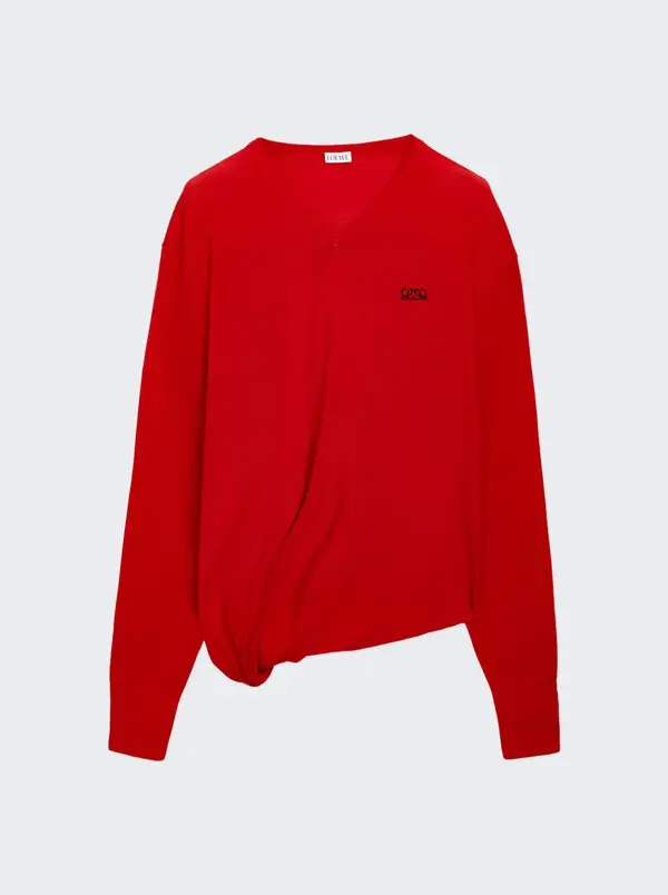Loewe Draped Wool Sweater - Red