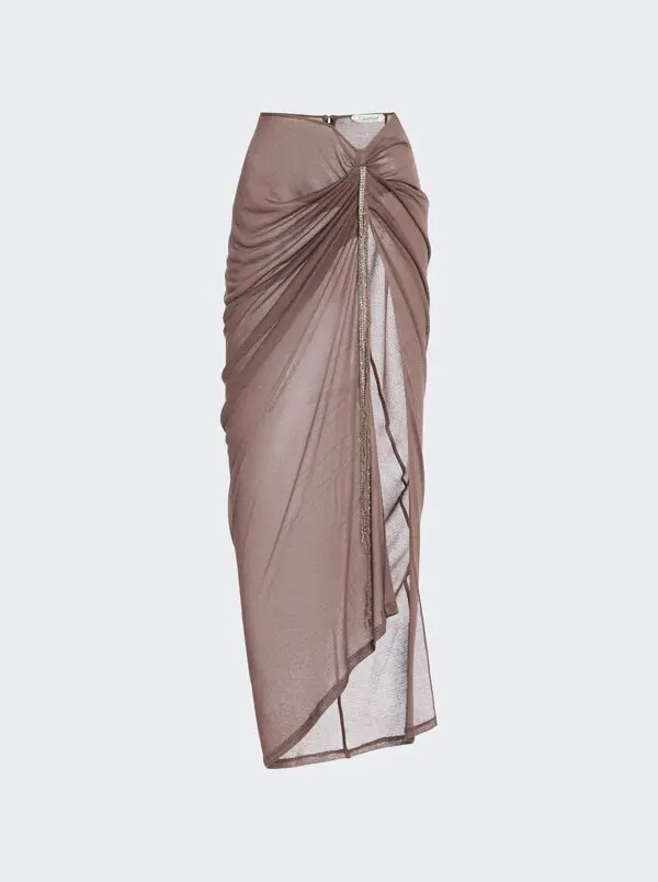 WIEDERHOEFT Draped Skirt With Crystal Applique - Brown