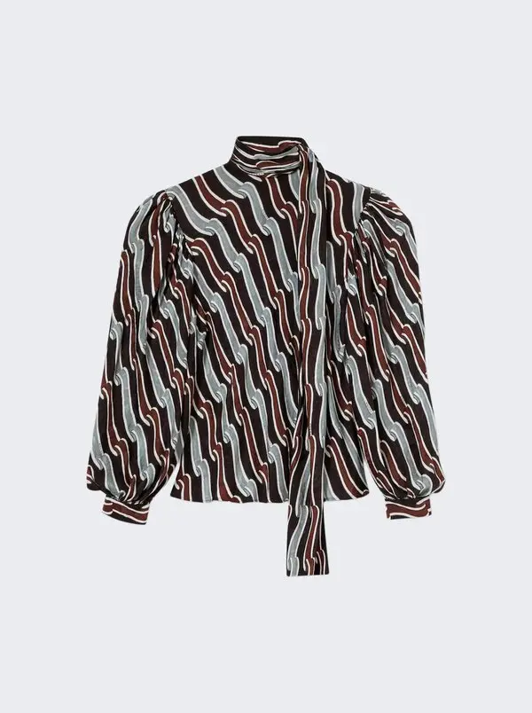 Gucci Printed Silk Twill Shirt - Grey