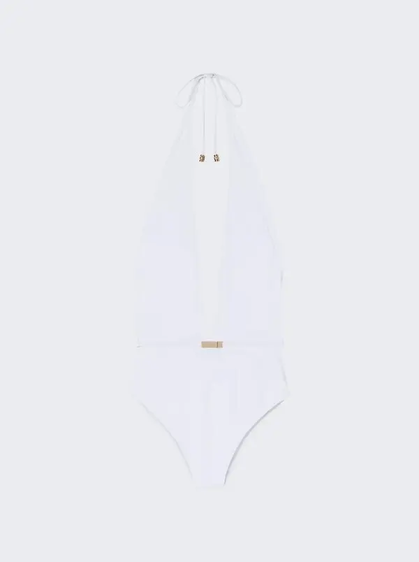 Gucci One-piece Swimsuit With Metal Tag - White