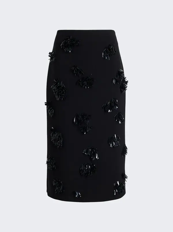 Proenza Schouler Embroidered Compact Crepe Moira Skirt - Black