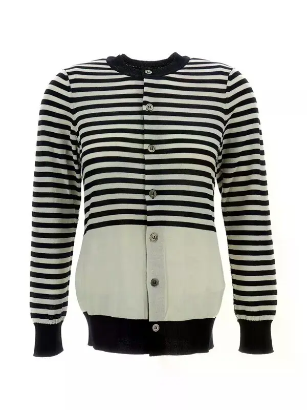 Junya Watanabe Striped Crew-neck Cardigan - Black
