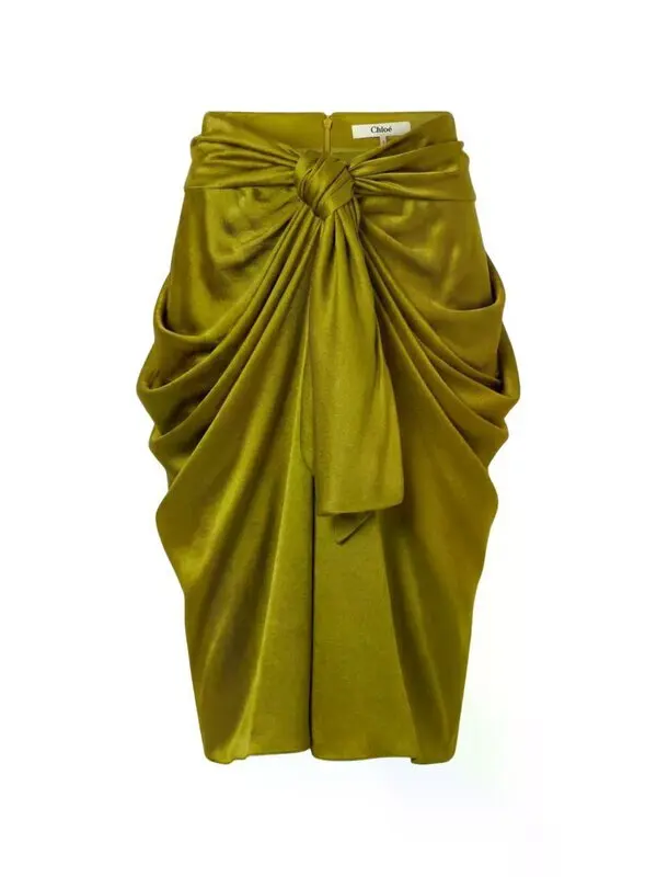 Chloé Knotted Draped Midi Skirt - Green