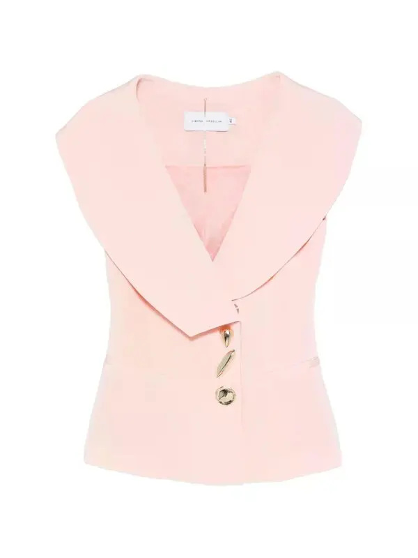 SIMONA CORSELLINI Sculpted-button Shawl-lapel Waistcoat - Pink