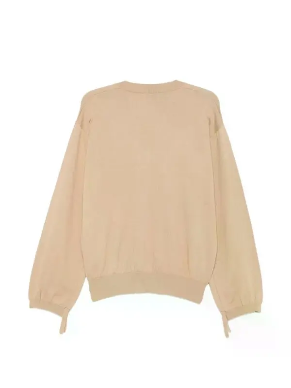 NUDE Tie-cuff V-neck Sweater - Neutrals